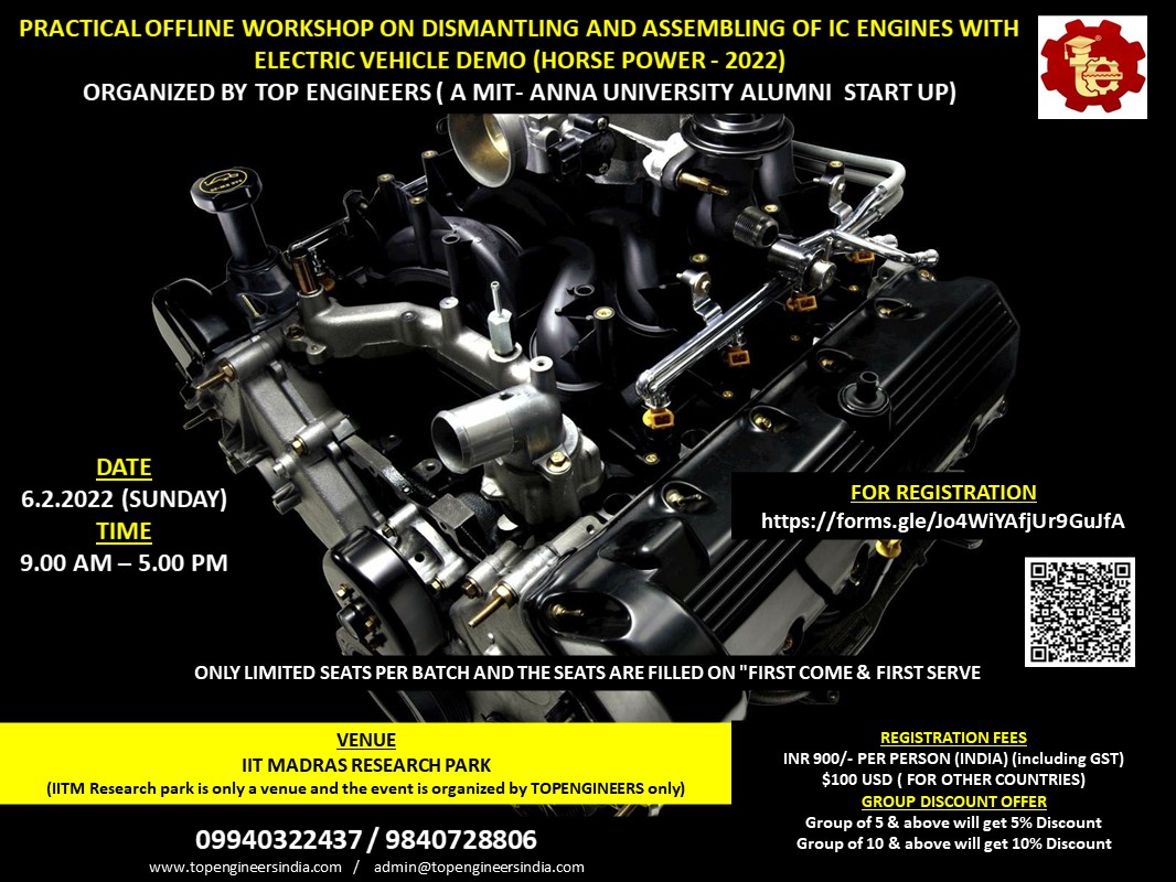 PRACTICAL OFFLINE WORKSHOP ON DISMANTLING AND ASSEMBLING OF IC ENGINES ...