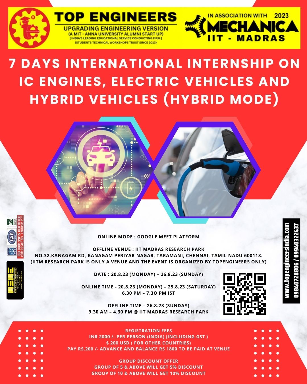 7 DAYS INTERNATIONAL INTERNSHIP ON IC ENGINES, ELECTRIC VEHICLES AND ...